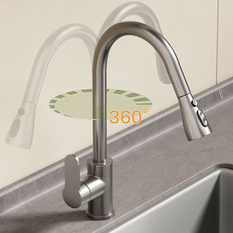 Retractable Design Kitchen Sink Faucet with Pull Down Sprayer