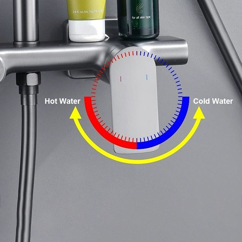 Chrome Shower System With Round Rain Shower Head - Jabra Sanitary