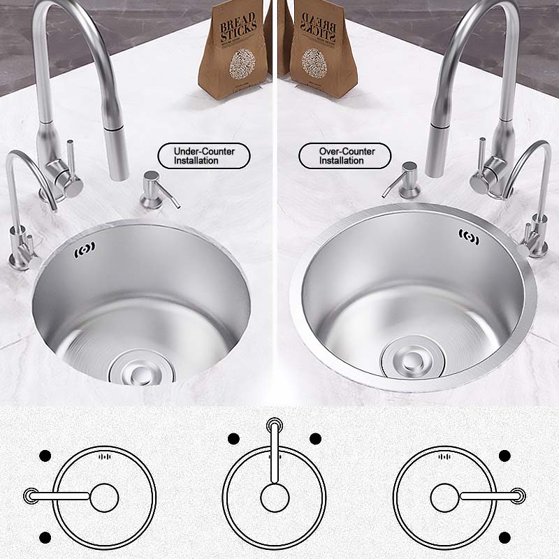 Small Round Stainless Steel Kitchen Sink - Jabra Sanitary
