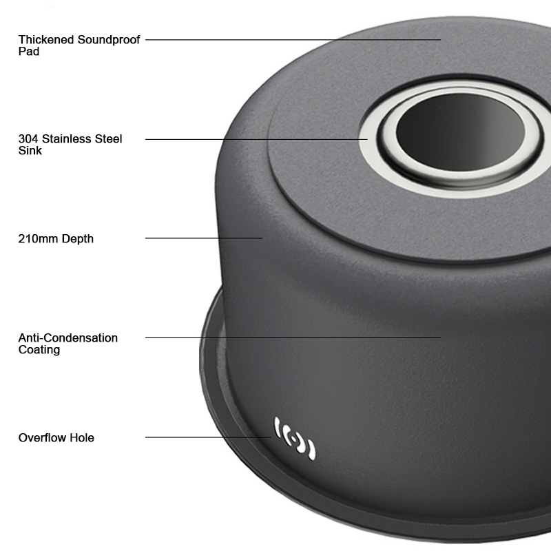 Small Round Stainless Steel Kitchen Sink - Jabra Sanitary